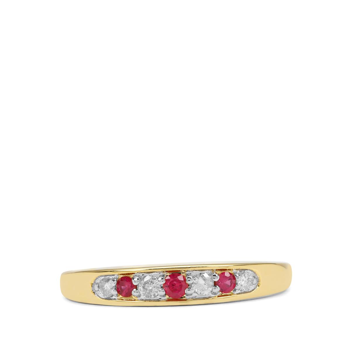 Greenland Ruby Ring with Canadian Diamond in 9K Gold 0.20ct | Gemporia