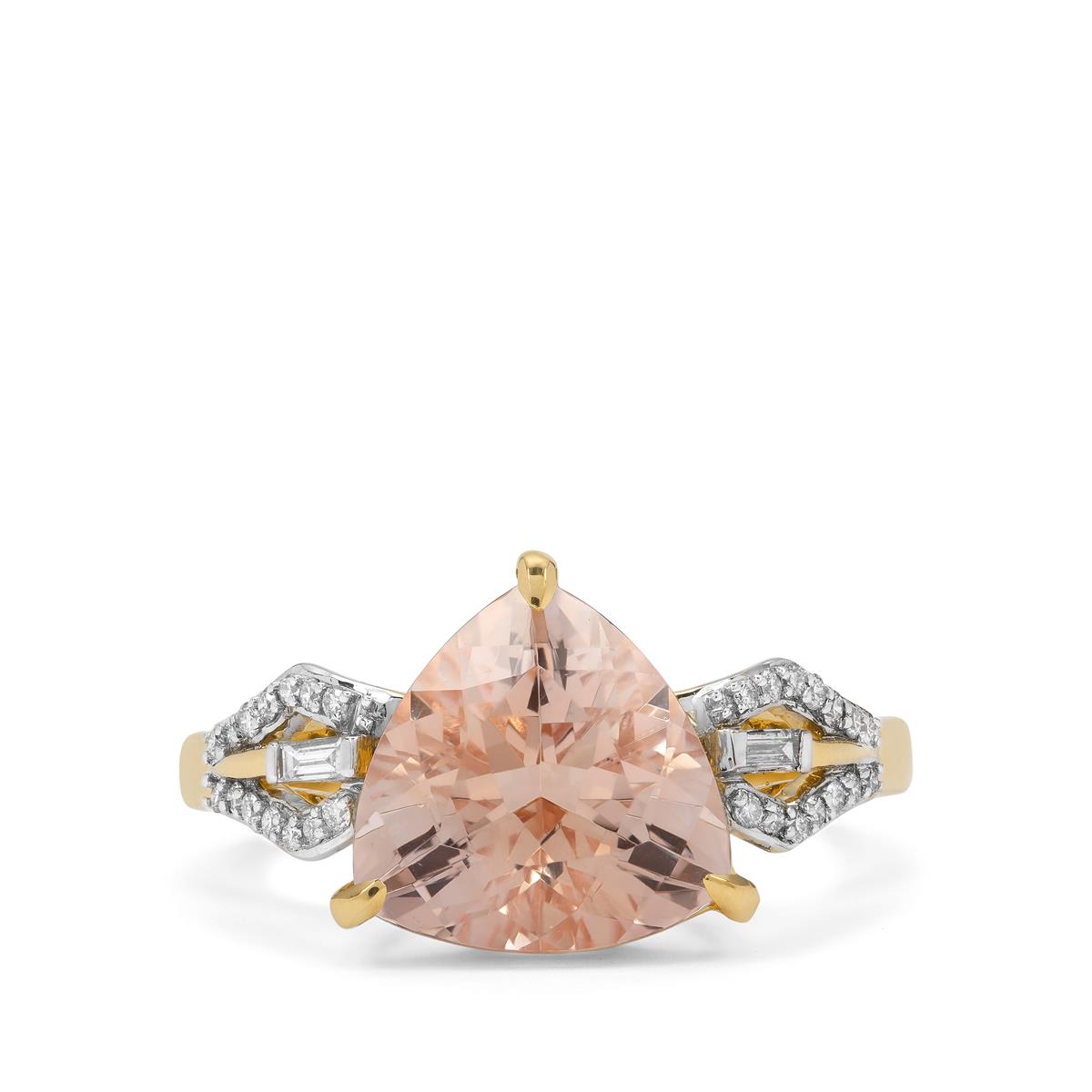 Rose Danburite Ring with Diamond in 18K Gold 4.20cts | Gemporia