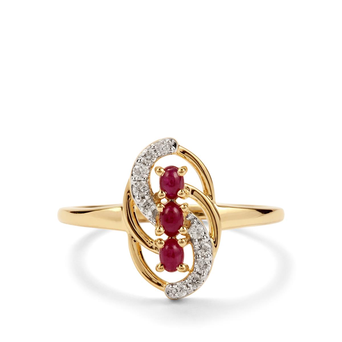 Greenland Ruby Ring with Canadian Diamond in 9K Gold 0.37ct | Gemporia