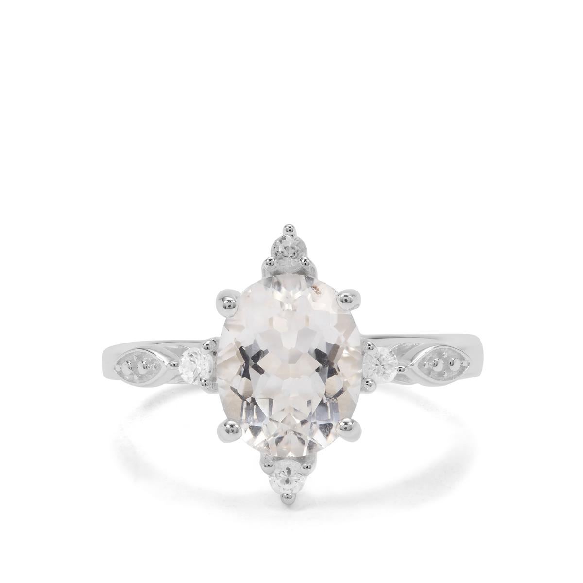 Itinga Petalite Ring with White Zircon in Sterling Silver 2.30cts ...