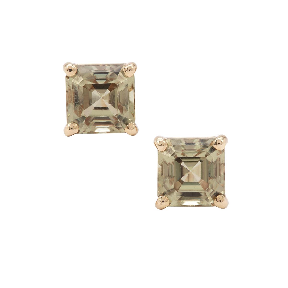 Asscher Cut Csarite® Earrings in 9K Gold 2cts | Gemporia