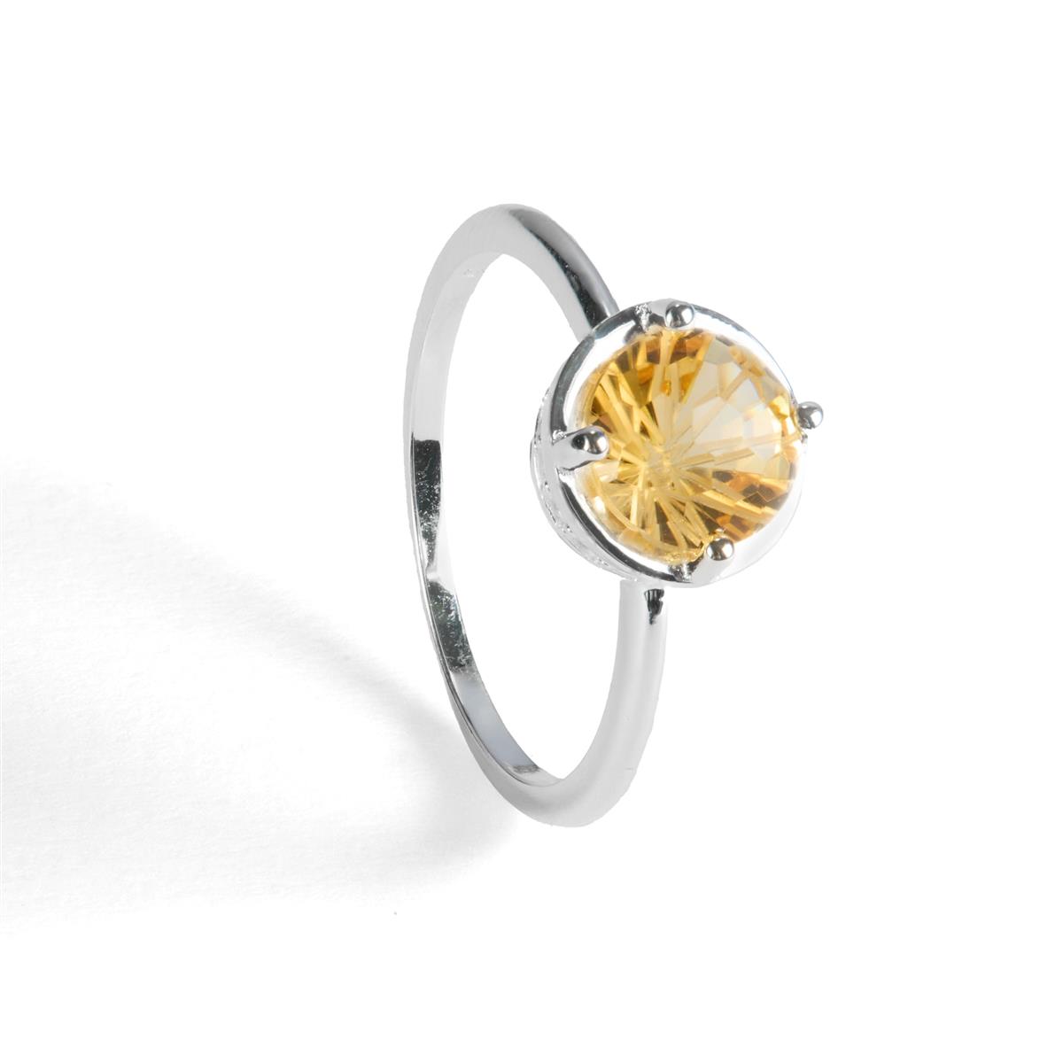 Firework Cut Citrine Ring with White Topaz in Sterling Silver 1.35cts ...
