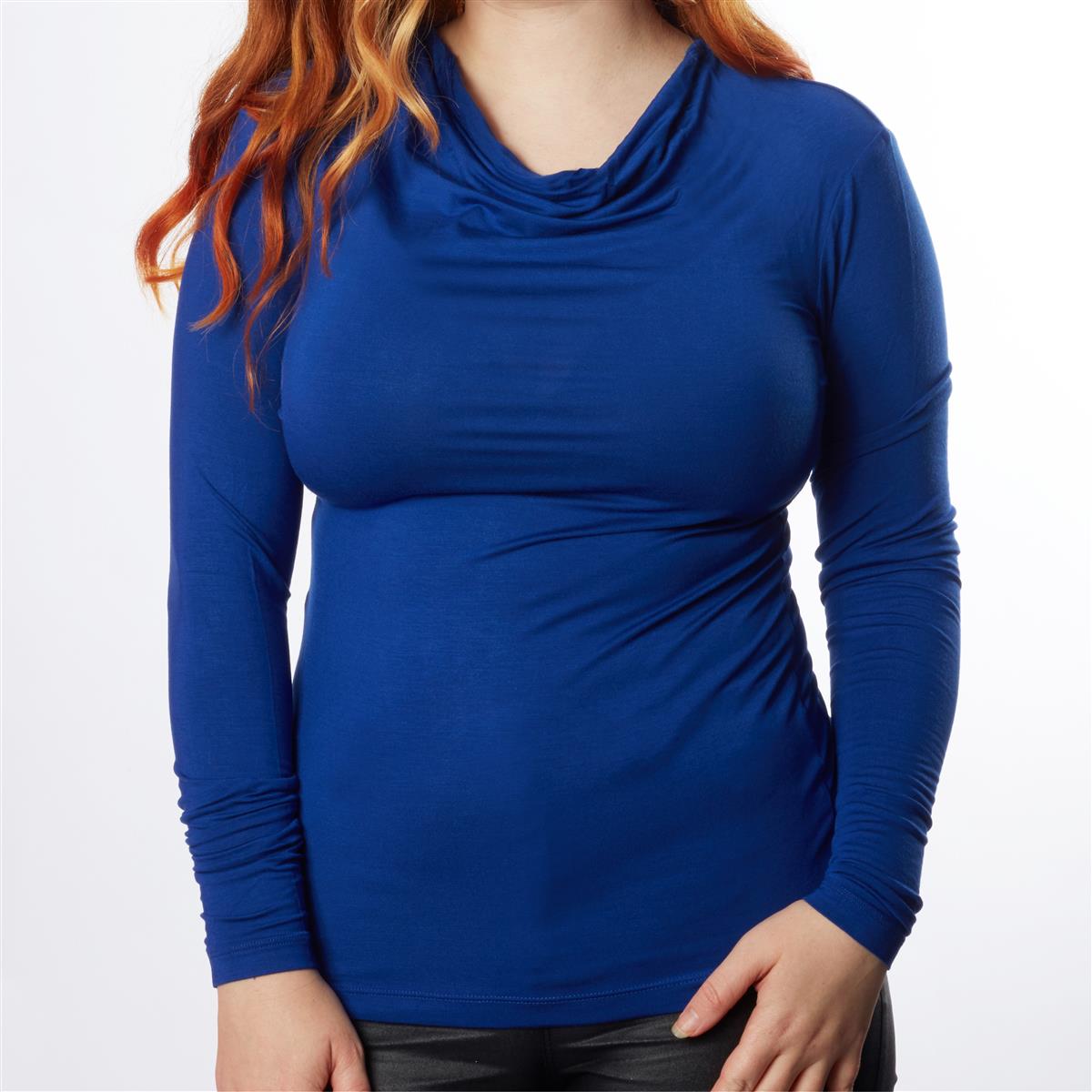 Destello Cowl Neck Jersey Top (Blue) (Choice of 8 Sizes) | Gemporia