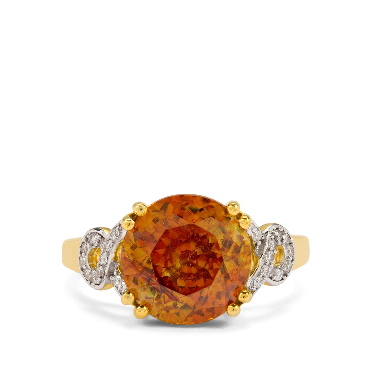 Sphalerite Ring with Diamond in 18K Gold 6.30cts | Gemporia
