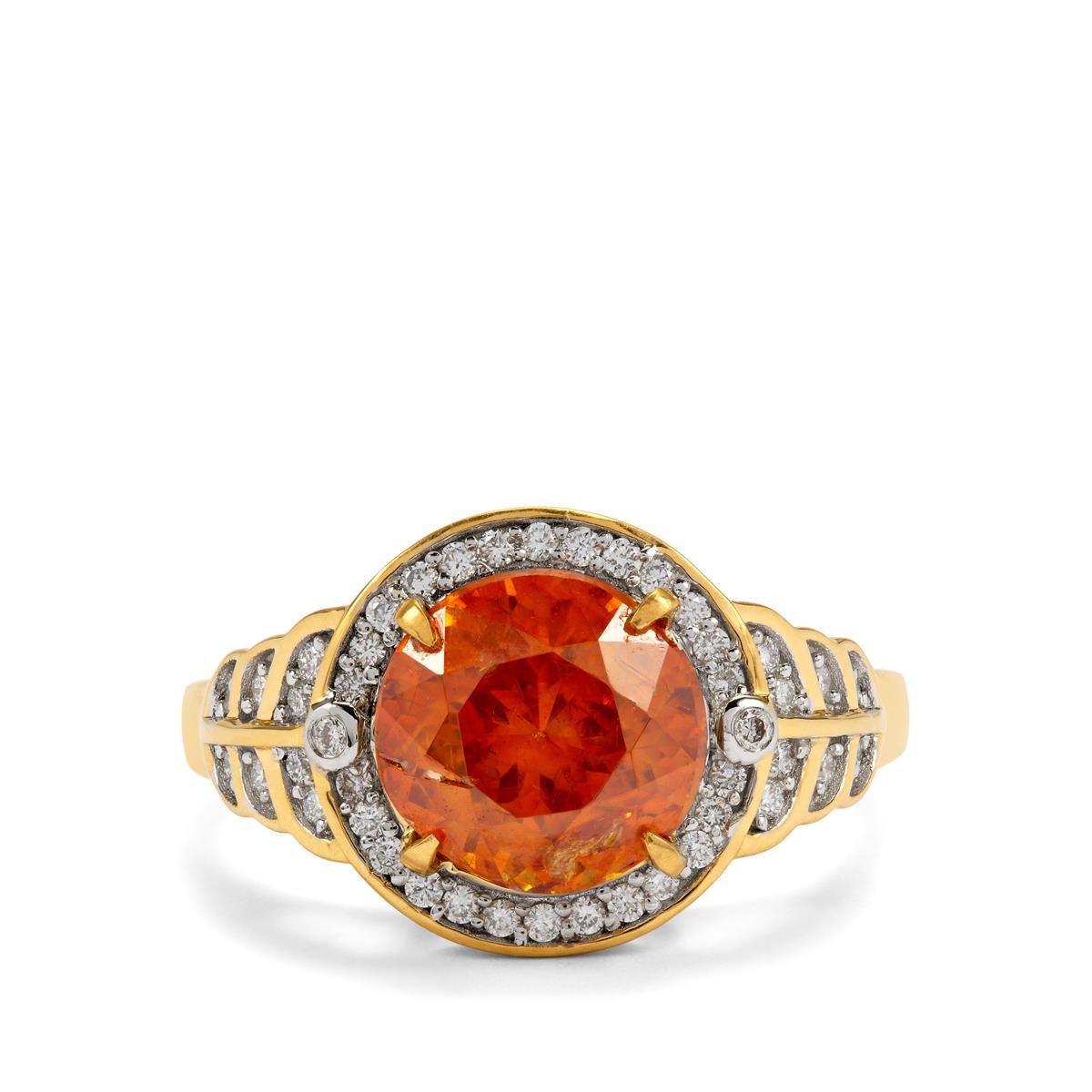 Sphalerite Ring with Diamond in 18K Gold 4.26cts | Gemporia