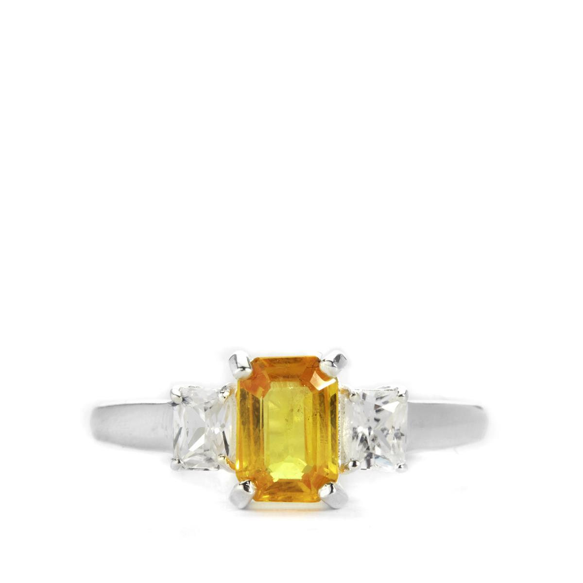 Bang Kacha Sapphire Ring with White Zircon in Sterling Silver 1.75cts ...