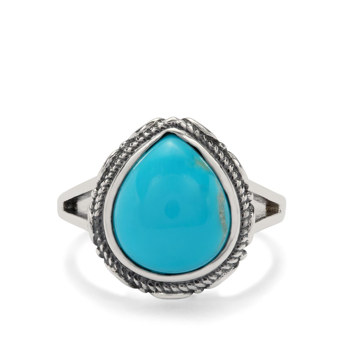 ARMENIAN Turquoise Oxidized Ring in Sterling Silver 4cts | Gemporia