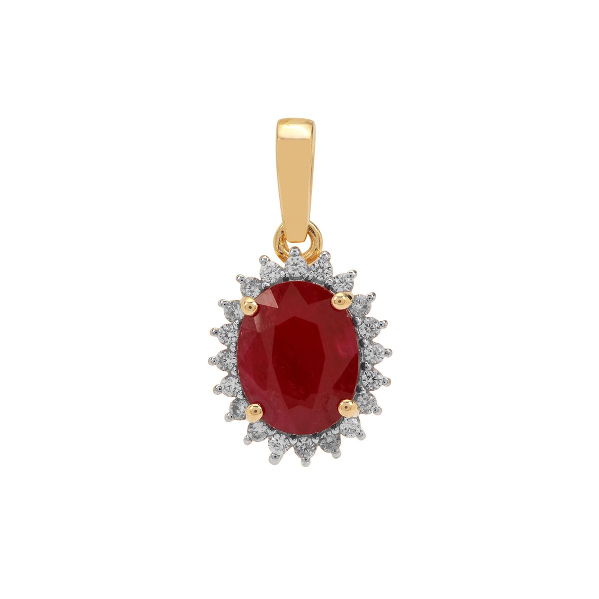 Burmese Ruby Pendant with White Zircon in 9K Gold 2.65cts | Gemporia