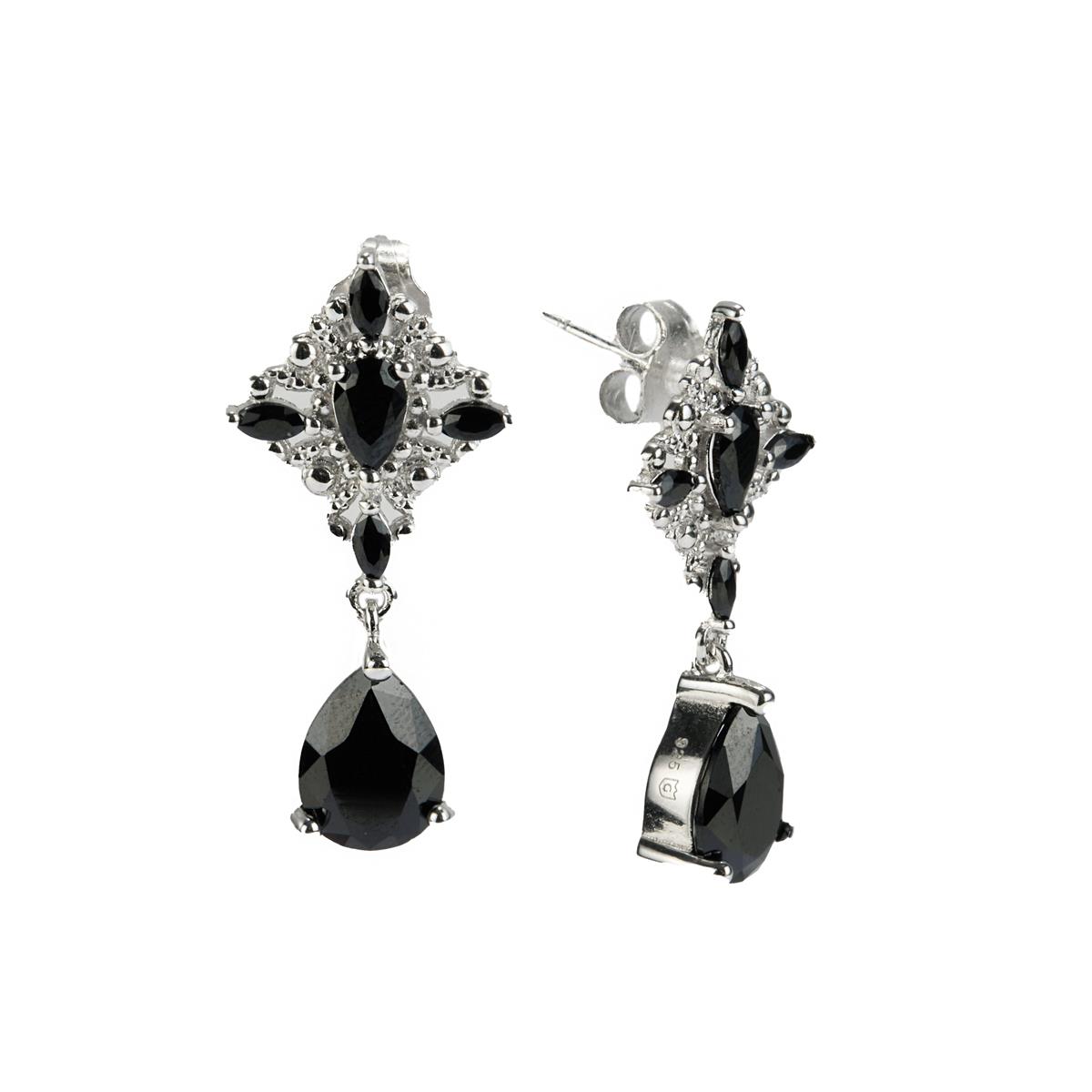 Black Spinel Earrings in Sterling Silver 2.20cts | Gemporia