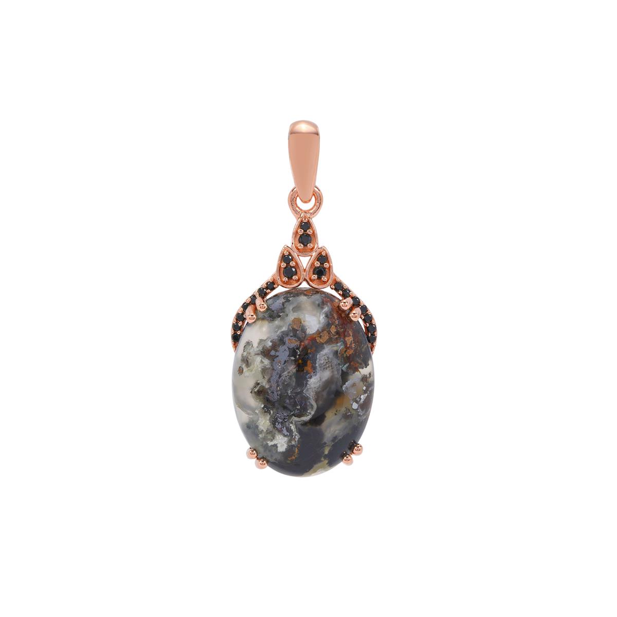 Aquadite Noir & Black Spinel Rose Midas Pendant ATGW 15.30cts | Gemporia
