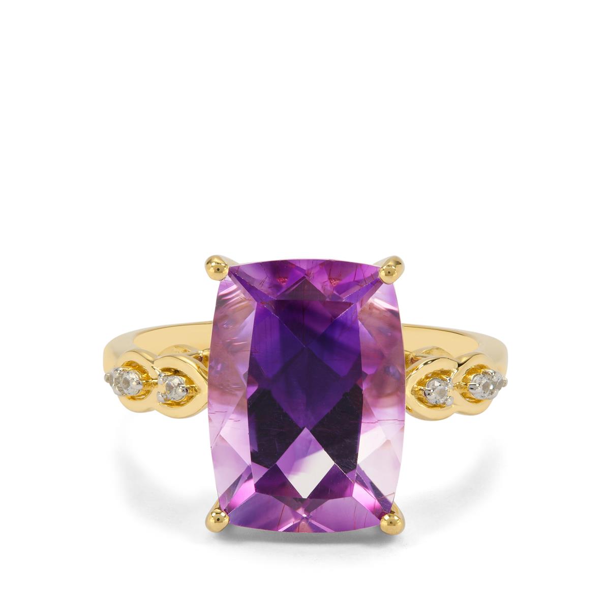 Moroccan Amethyst Ring with White Zircon in 9K Gold 6cts | Gemporia