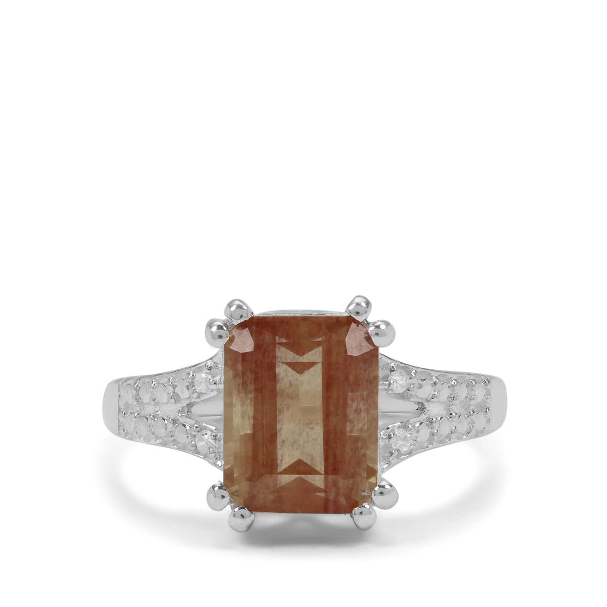 Imperial Mongolian Andesine Ring with White Zircon in Sterling Silver 3 ...