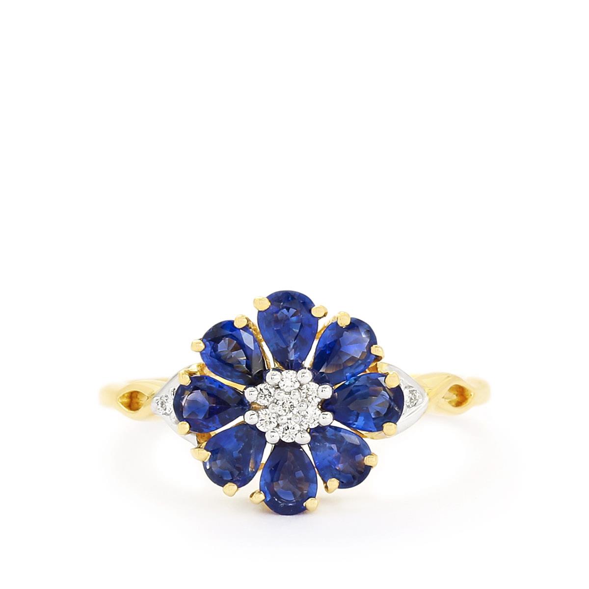 Ceylon Sapphire & Diamond 14k Gold Tomas Rae Ring ATGW 1.36cts | Gemporia