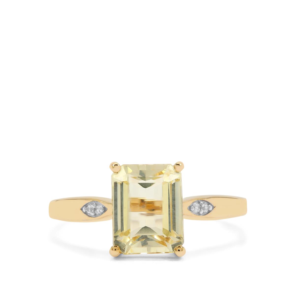 Minas Novas Hiddenite Ring with White Zircon in 9K Gold 2.70cts | Gemporia