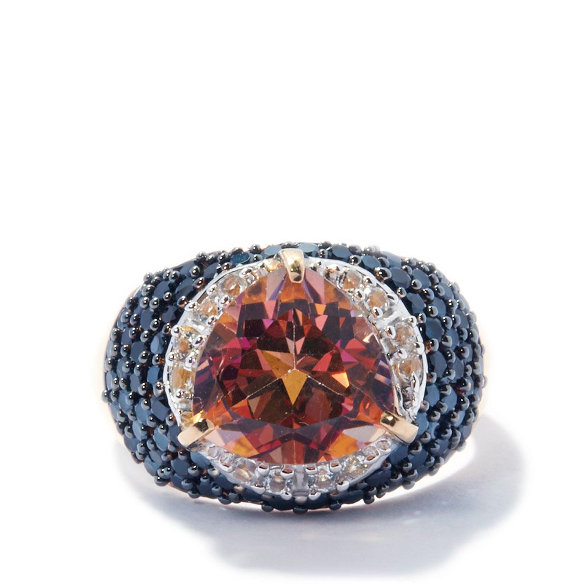 Mystic Twilight Topaz Ring with Black Spinel in Gold Plated Sterling ...