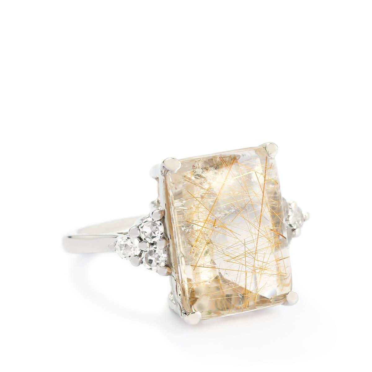 Rutilite & White Topaz Sterling Silver Ring ATGW 10.85cts | Gemporia