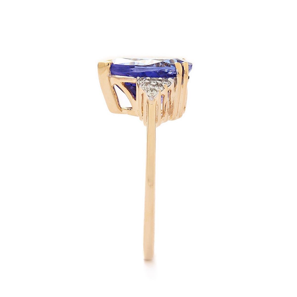 AA Tanzanite & Diamond 14k Gold Tomas Rae Ring ATGW 3.87cts | Gemporia