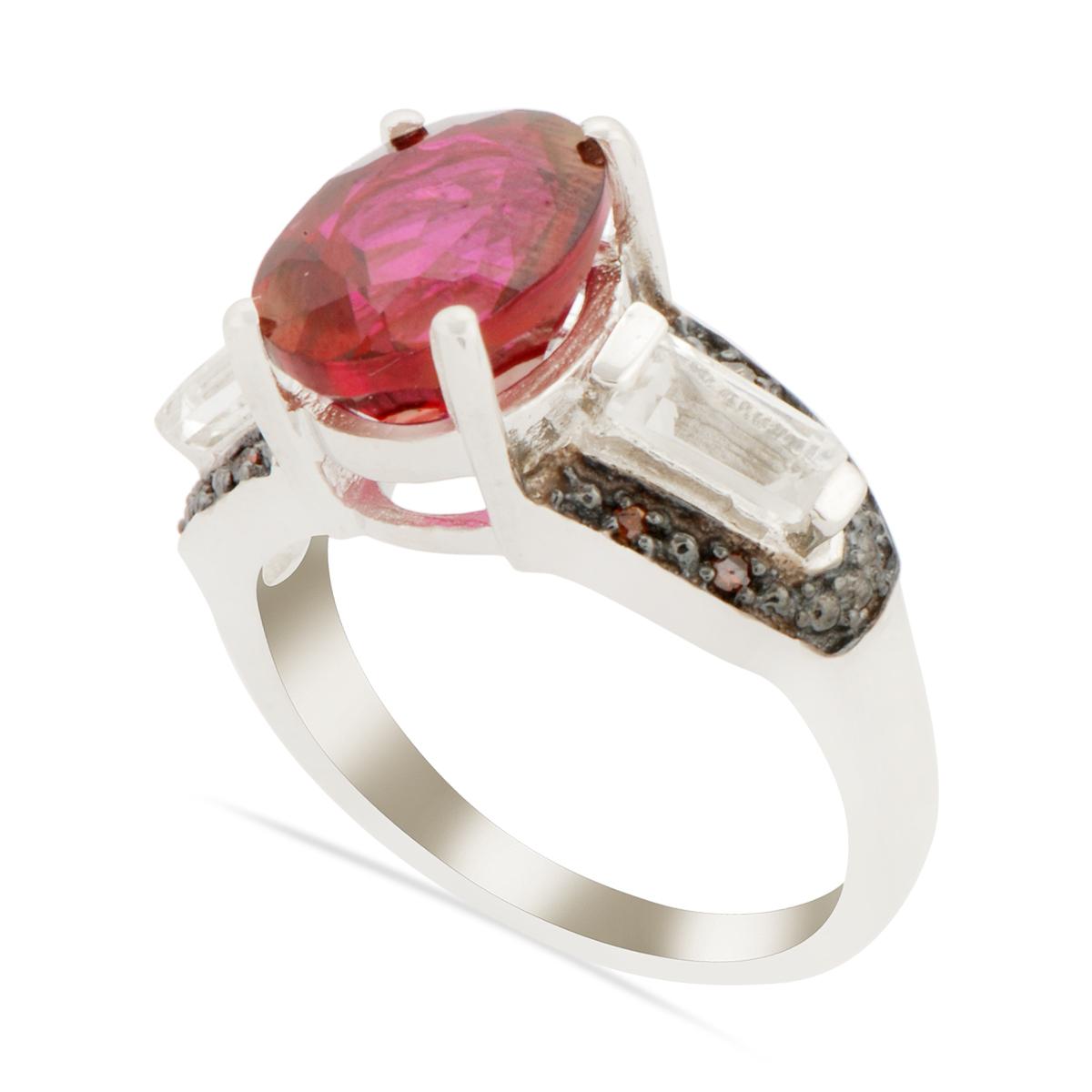 Mystic Crimson Red Topaz Ring with White Topaz in Sterling Silver 5 ...