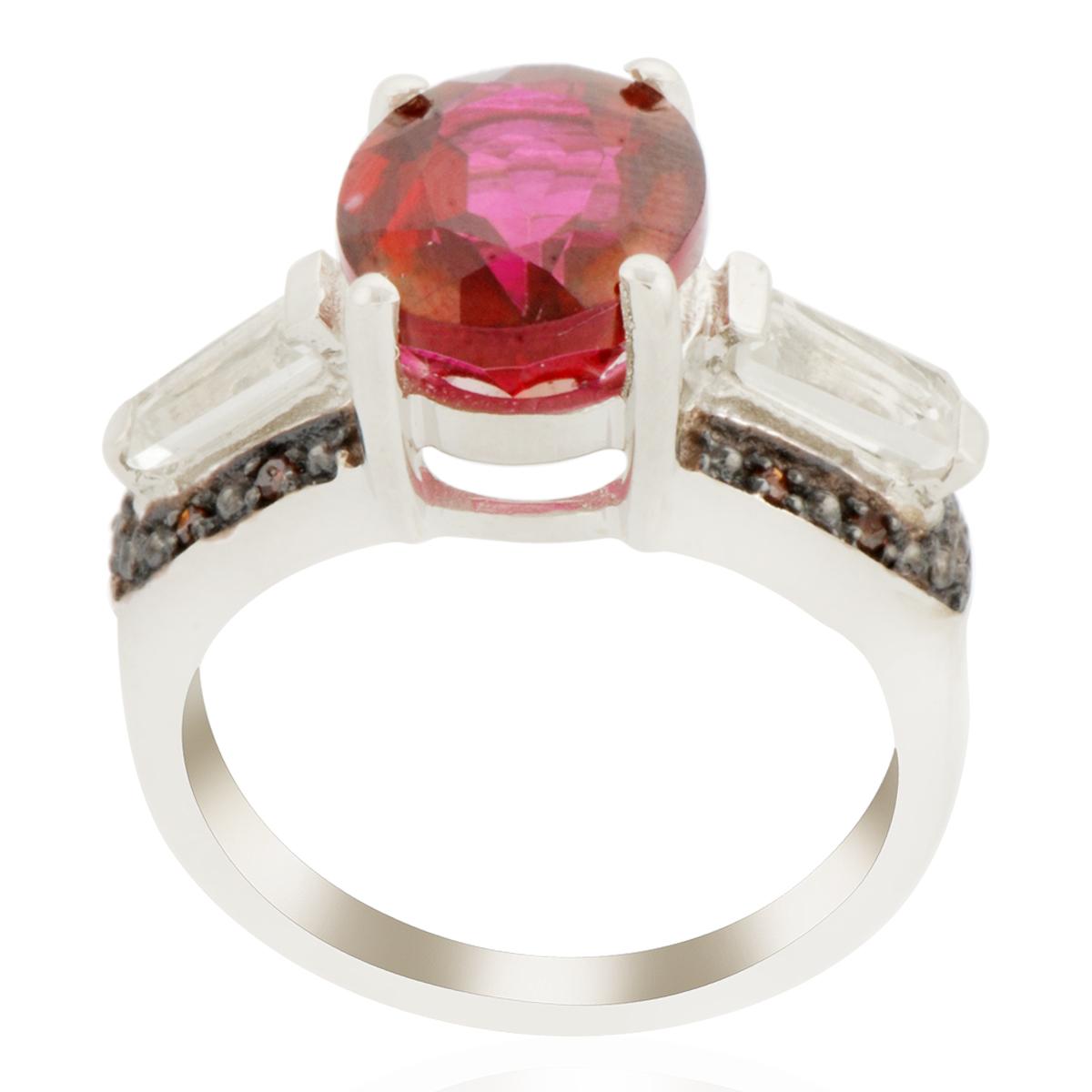 Mystic Crimson Red Topaz Ring with White Topaz in Sterling Silver 5 ...
