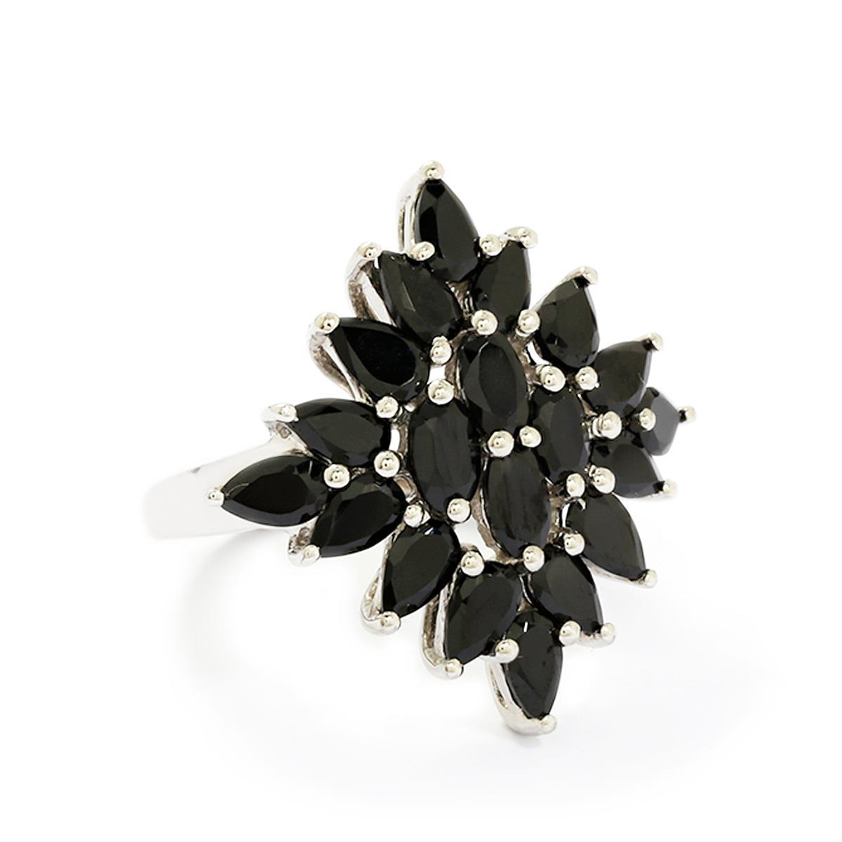 6.28ct Black Spinel Sterling Silver Ring | Gemporia