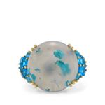 Blue Aquadite Ring with Neon Apatite in Gold Plated Sterling Silver 17 ...