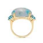 Blue Aquadite Ring with Neon Apatite in Gold Plated Sterling Silver 17 ...