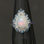 Taylor Swift Inspired Ethiopian Opal, London Blue Topaz Ring with White ...