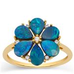 Crystal Opal on Ironstone Ring with White Zircon in 9K Gold | Gemporia