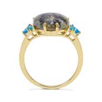 Blue Aquadite Ring with Madagascan Blue Apatite in Gold Plated Sterling ...
