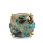 Blue Aquadite Ring with Madagascan Blue Apatite in 9K Gold 31cts | Gemporia
