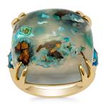 Blue Aquadite Ring with Madagascan Blue Apatite in 9K Gold 31cts | Gemporia