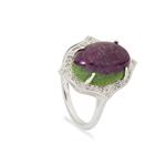Ruby-Zoisite Ring with White Sapphire in Sterling Silver 7.71cts | Gemporia