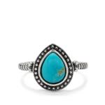 Armenian Turquoise Oxidized Ring in Sterling Silver 1.55cts | Gemporia