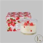 Kimbie Home Strawberries & Cream Triple Wick 380gm Candle With A Strawberry Quartz Drizzle ...