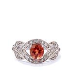 Mongolian Andesine Ring with Diamond in 9k White Gold 0.87ct | Gemporia