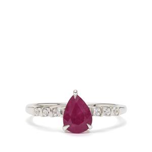 Kenyan Ruby Ring with White Zircon in Sterling Silver 1.70cts | Gemporia