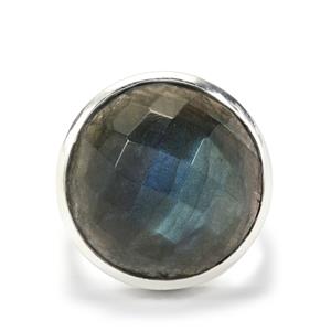 Labradorite Ring with White Zircon in Sterling Silver 20.30cts | Gemporia