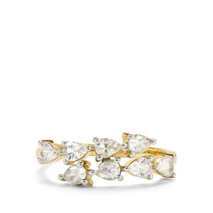 Diego Suarez Blue Sapphire Ring with White Zircon in 9K Gold 1cts ...