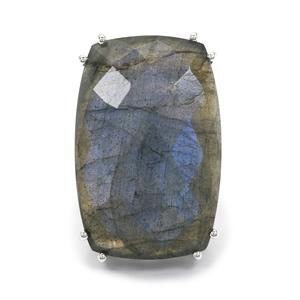 Labradorite Ring with White Zircon in Sterling Silver 20.30cts | Gemporia