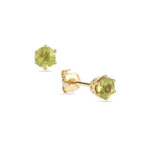 Ambilobe Sphene Earrings with White Zircon in 9K Gold 1ct | Gemporia