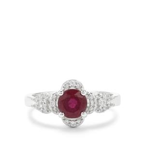 Kenyan Ruby Ring with White Zircon in Sterling Silver 1.70cts | Gemporia