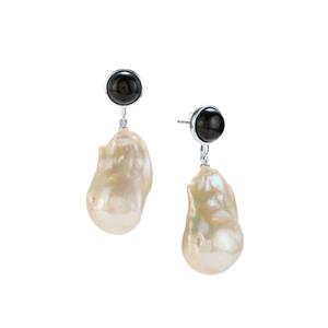 Baroque Freshwater Cultured Pearl Earrings in Sterling Silver (15x20mm ...