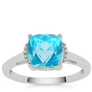 3.75cts Modern Peruzzi Blue Paraiba Topaz Sterling Silver Ring | Gemporia