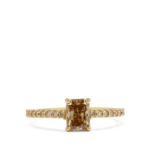 1.26ct Champagne Solitaire Diamond 18K Gold Lorique Ring