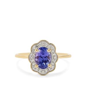 AAA Tanzanite Ceylon White Sapphire 9K Gold Tomas Rae Ring ATGW 1.45cts Gemporia