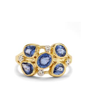 Ceylon Blue Sapphire & White Zircon 9K Gold Tomas Rae Ring ATGW 2cts ...