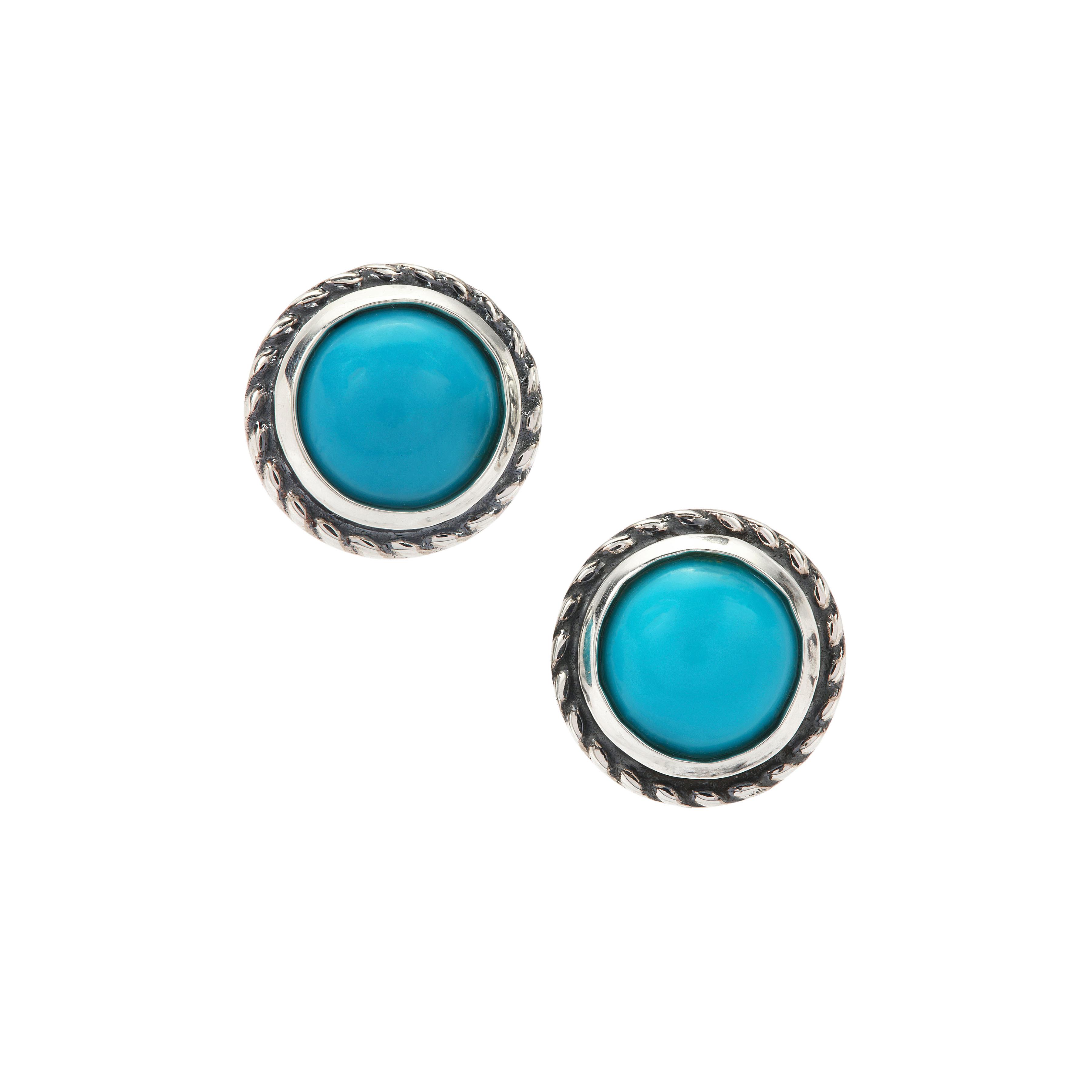 Armenian Turquoise Oxidized Earrings in Sterling Silver 4.20cts | Gemporia