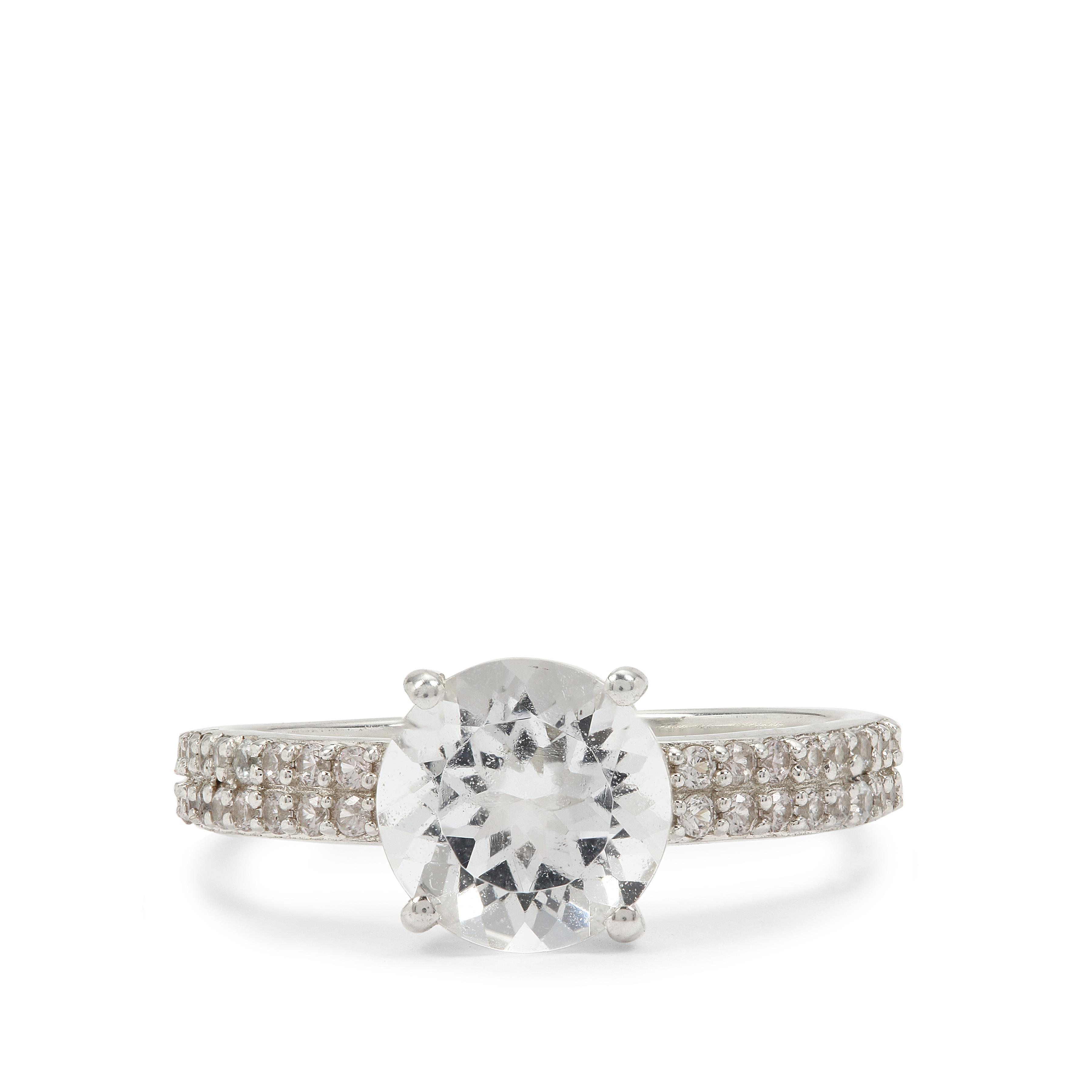 Himalayan Beryl Ring with White Zircon in Sterling Silver 2.25cts ...
