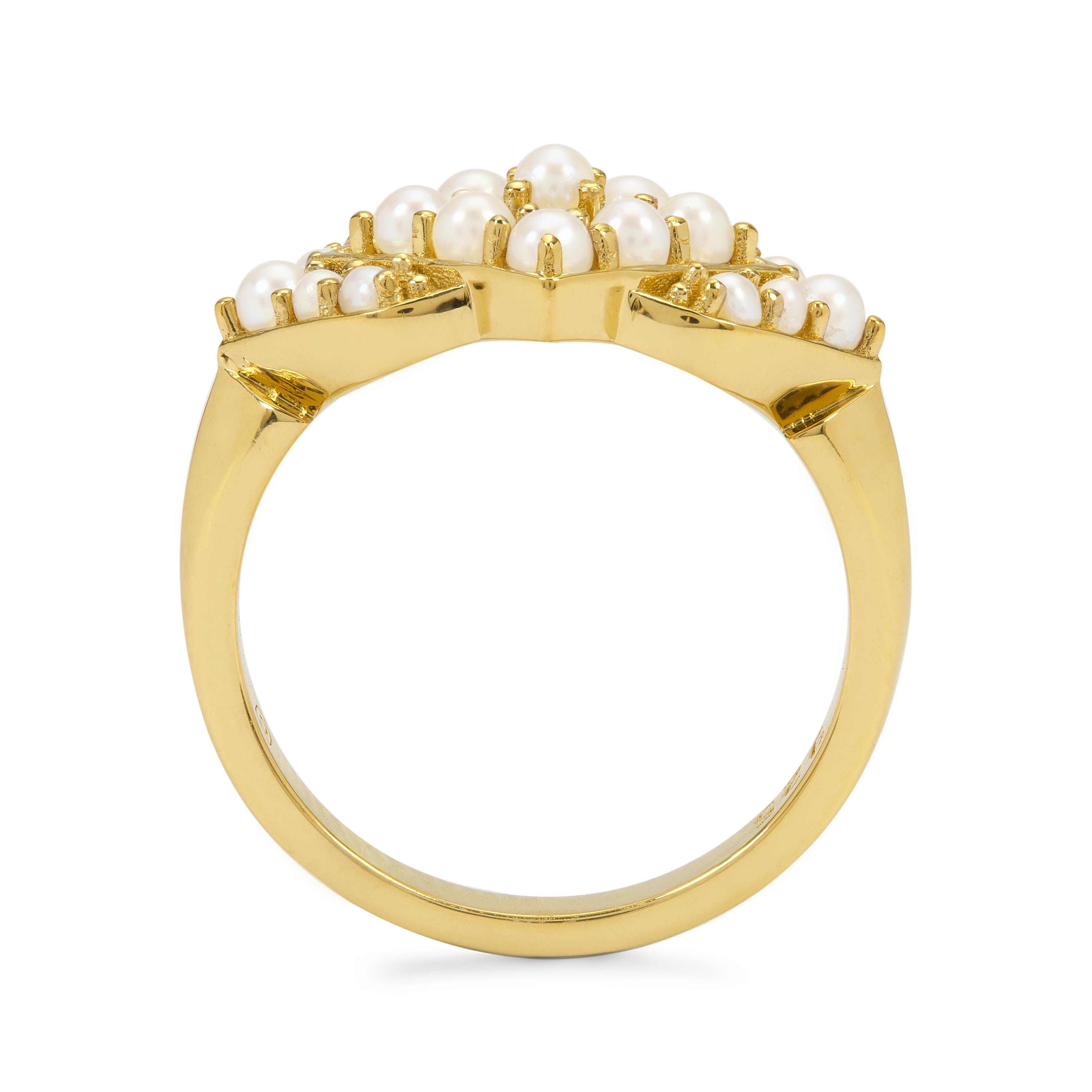 Indonesian Seed Pearls Ring in Gold Plated Sterling Silver | Gemporia