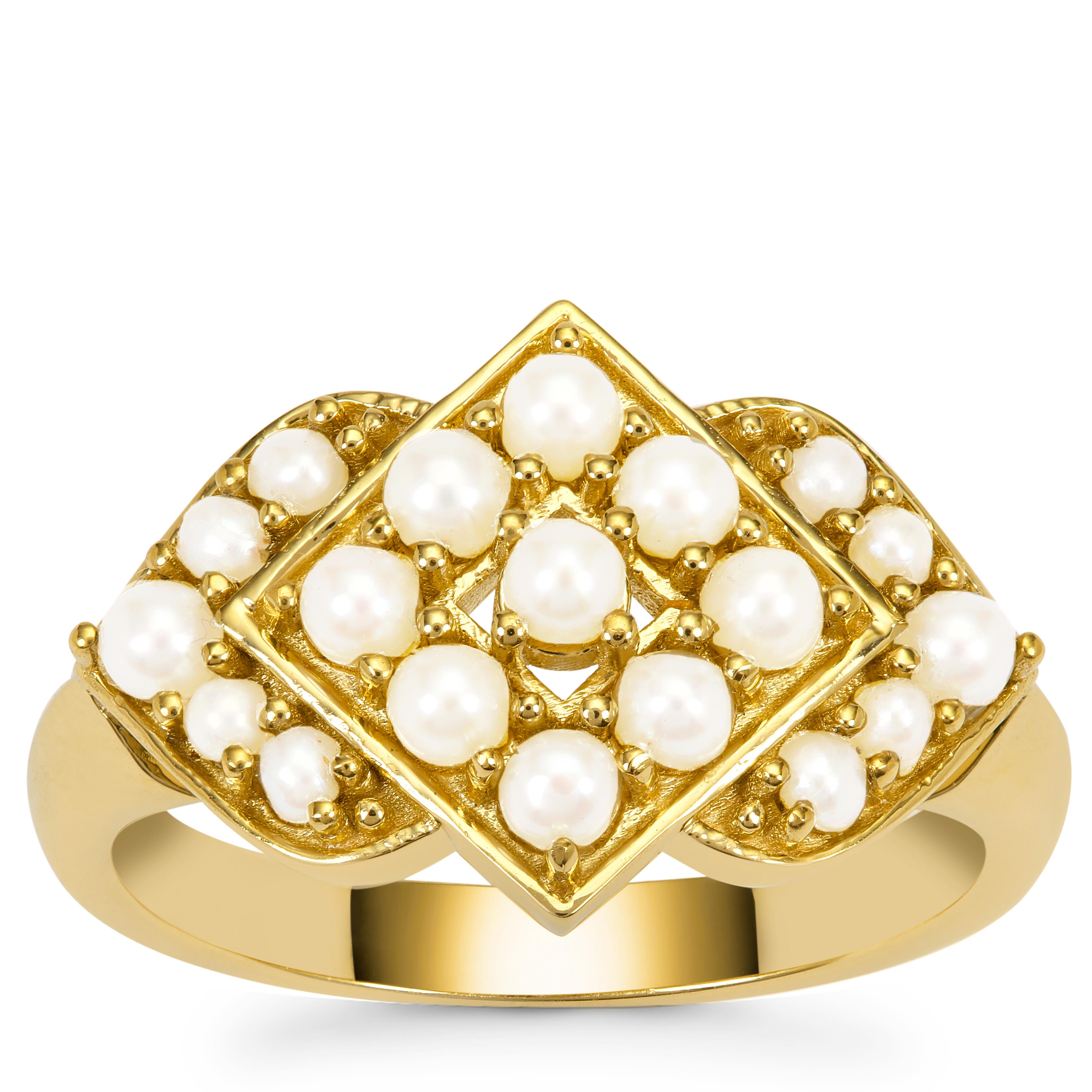 Indonesian Seed Pearls Ring in Gold Plated Sterling Silver | Gemporia